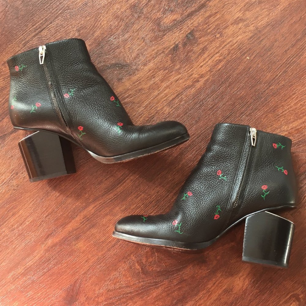 Alexander Wang Gabi Floral Rose Print Cutout Heel Boot - Gem